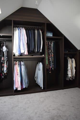 Bespoke loft walk in wardrobe in Finchley - unit7 wardrobes